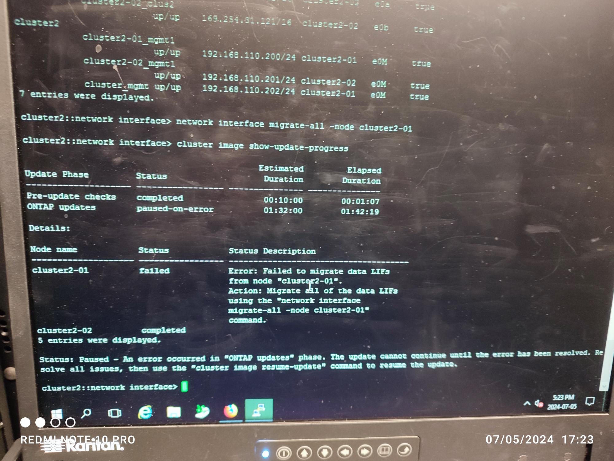 Solved: ONTAP upgrade from 9.12.1 to 9.14.1 failed on one of two node cluster - NetApp Community