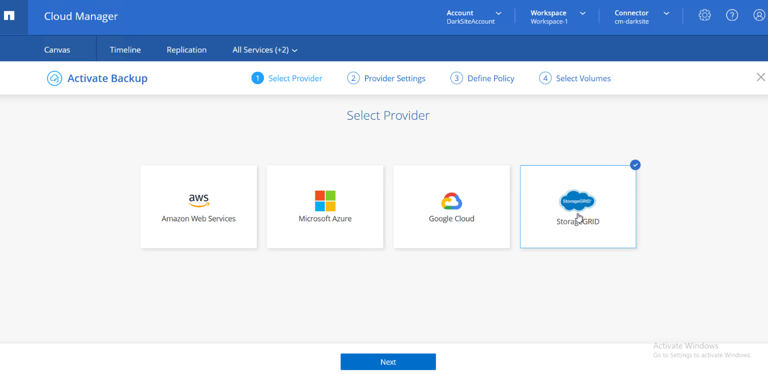 Cloud Backup Support for Cloud Manager Dark-Site Deployments - NetApp ...
