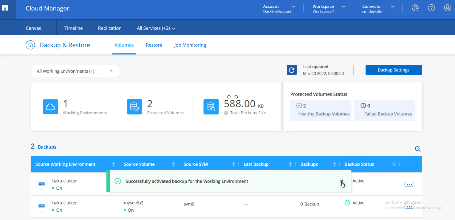 Cloud Backup Support for Cloud Manager Dark-Site Deployments - NetApp ...