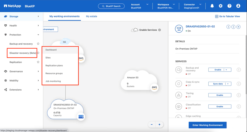 BlueXP disaster recovery service for BC with VMware Cloud on AWS and ...