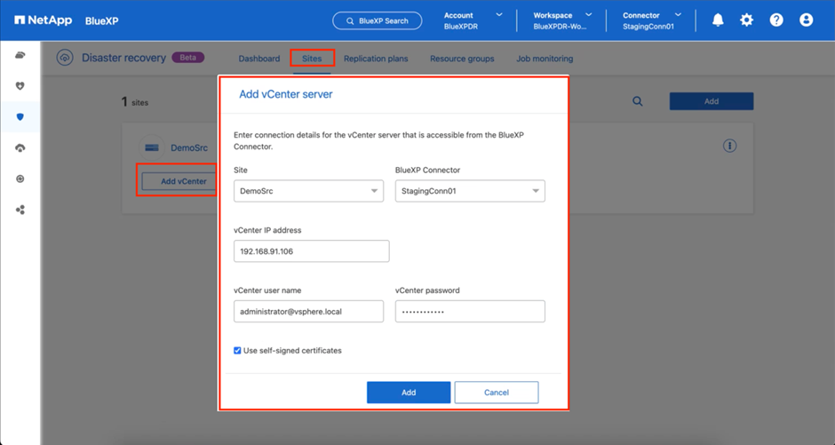 BlueXP disaster recovery service for BC with VMware Cloud on AWS and ...