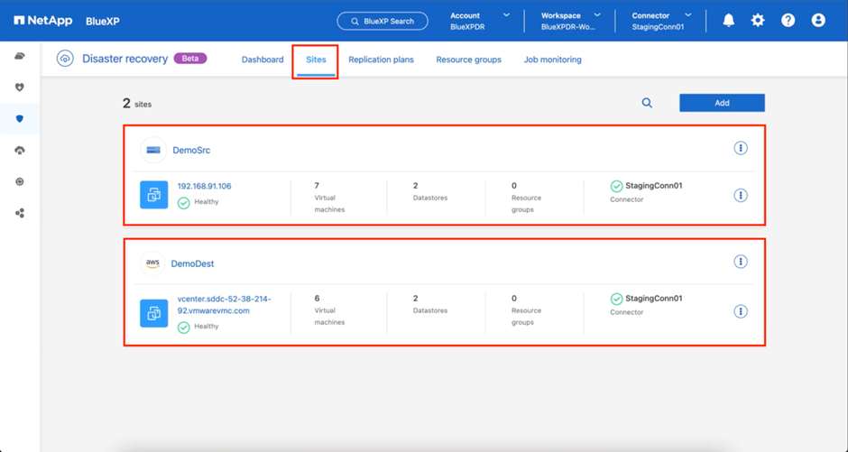 BlueXP disaster recovery service for BC with VMware Cloud on AWS and ...