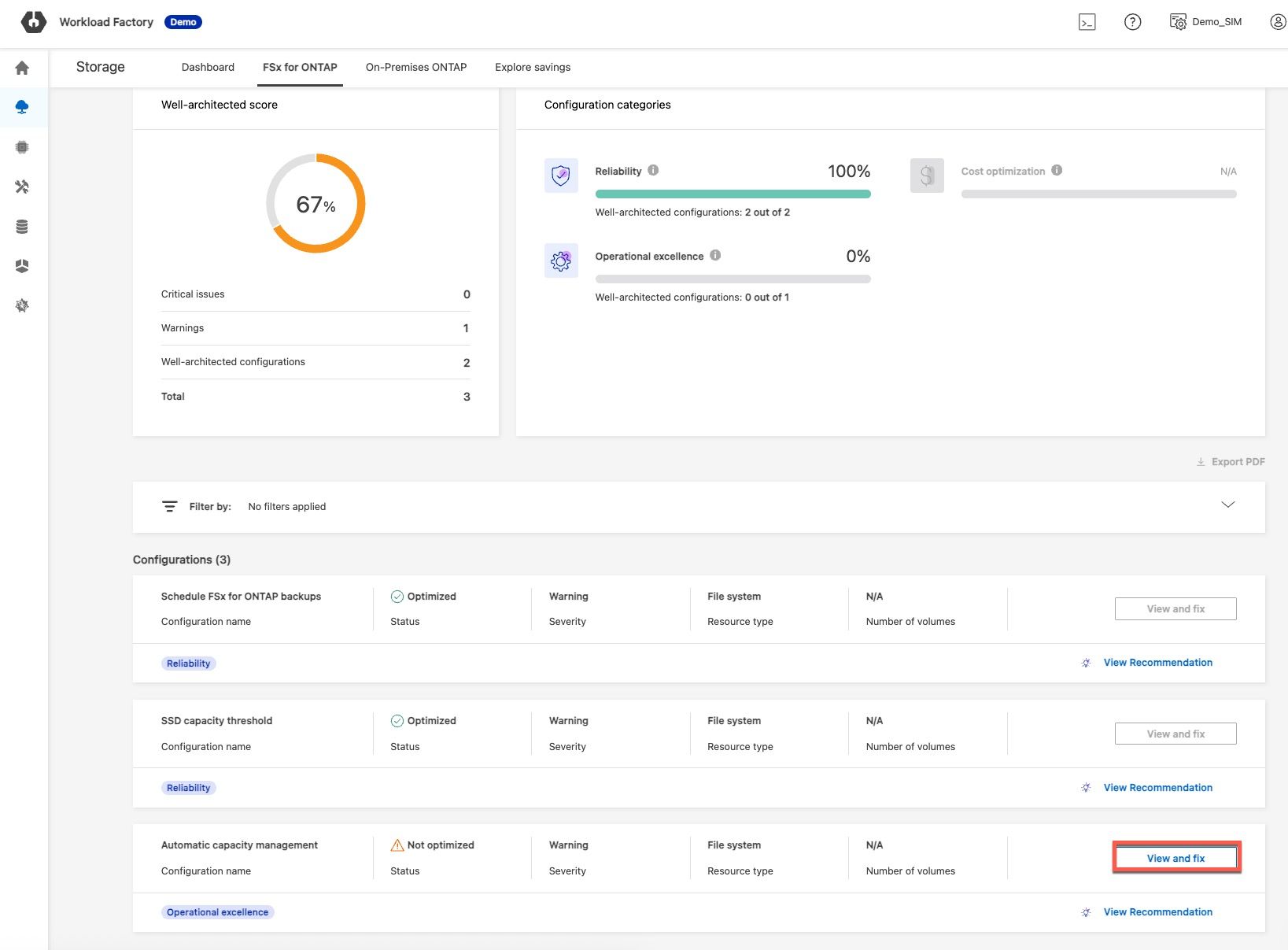 One-click alignment to AWS Well-Architected storage recommendations ...