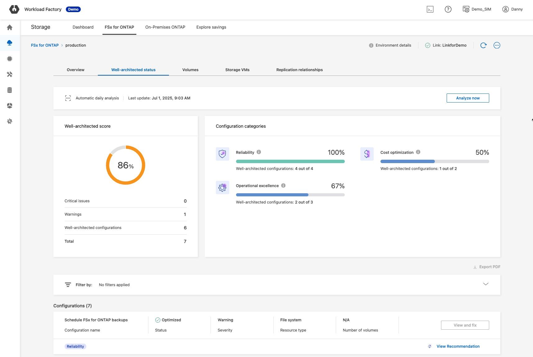 One-click alignment to AWS Well-Architected storage recommendations ...