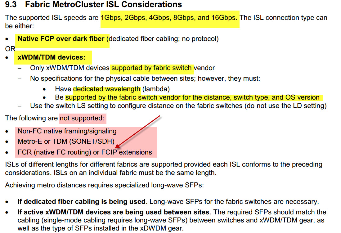 Fabric Metrocluster ISL requirements - NetApp Community