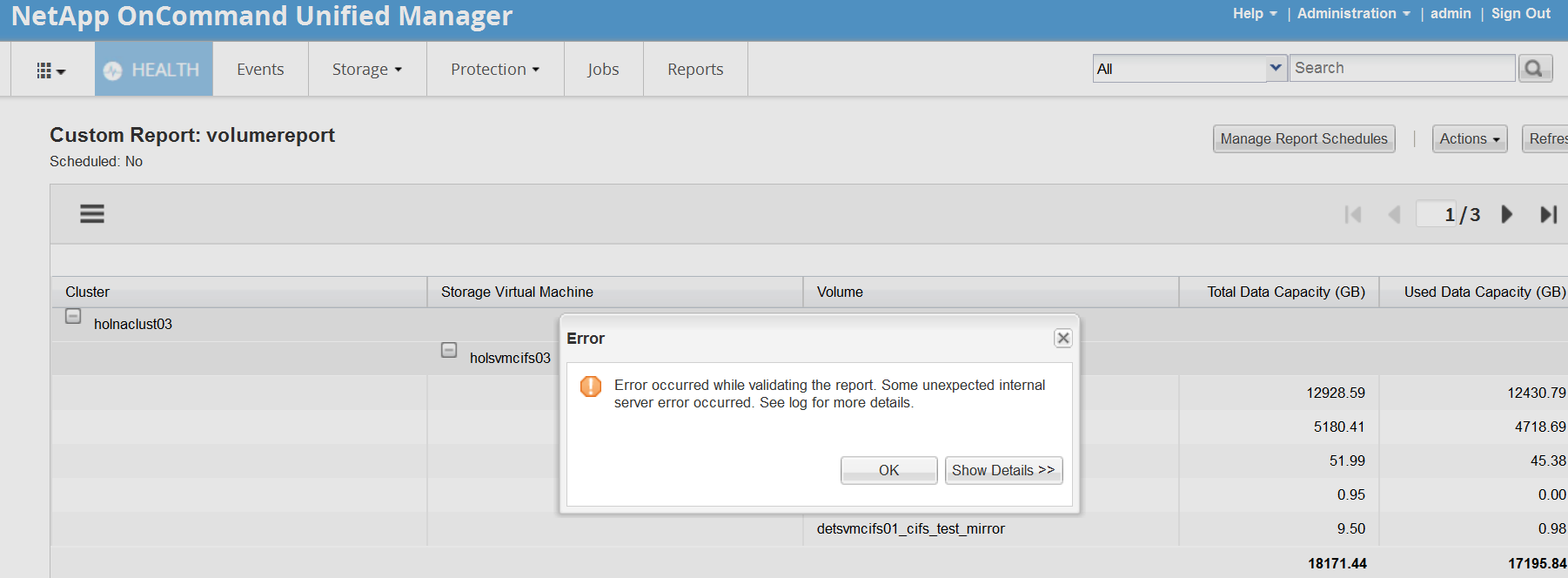 Unable to share reports in Oncommand Unified manager. - NetApp Community